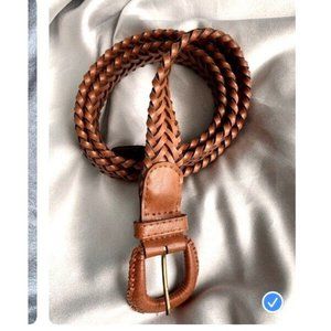 Accessories | Vintage Braided Brown Leather 1 Wide Belt Stitched Hand ...